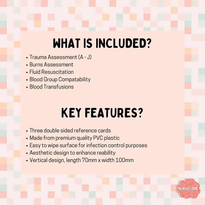 Nurse Reference Cards | Adult Trauma Assessment Reference Card Bundle ...